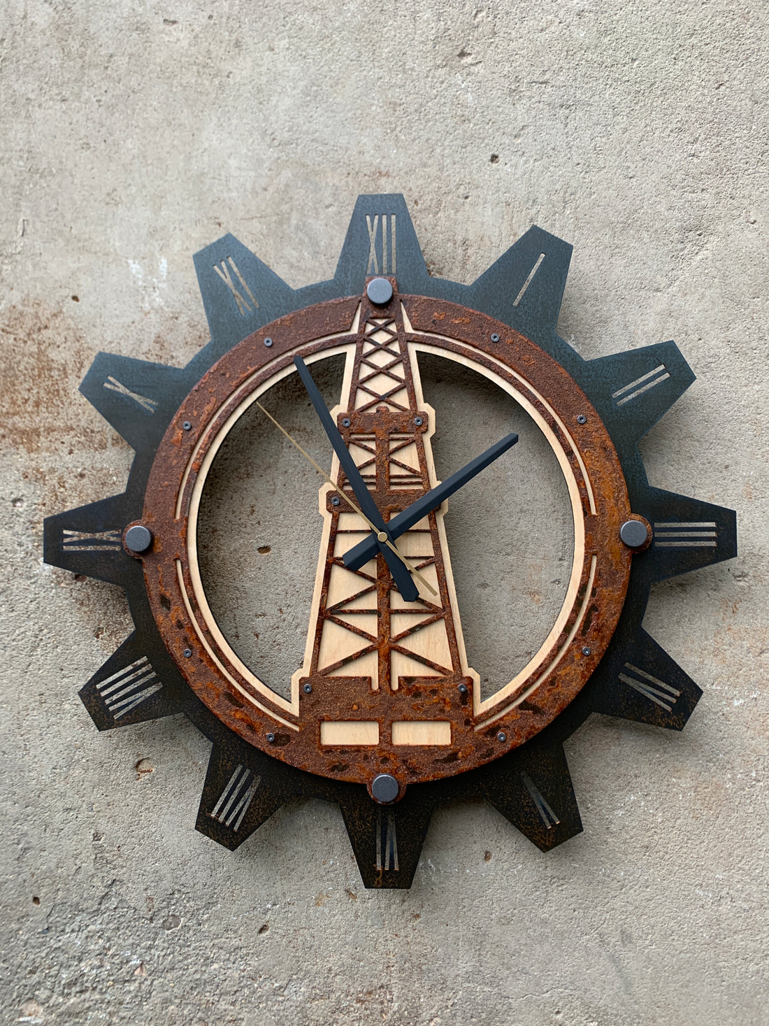 OIL RIG CLOCK – Flatland Metalworks