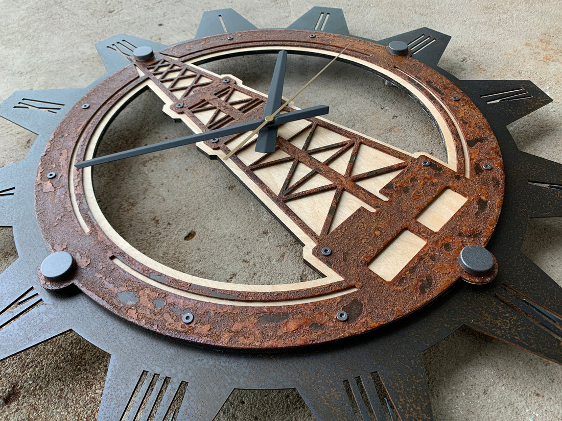 OIL RIG CLOCK – Flatland Metalworks